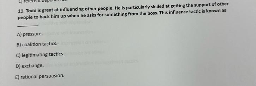 Solved Todd is great at influencing other people. He is | Chegg.com