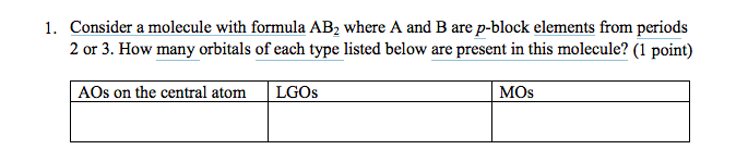 Solved Consider a molecule with formula AB2 where A and B | Chegg.com