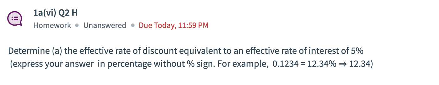 Solved Determine (a) the effective rate of discount | Chegg.com