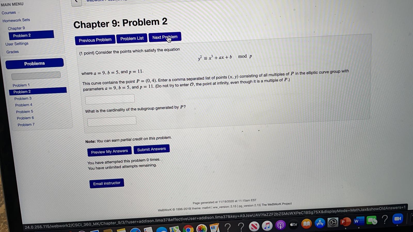 MAIN MENU Courses Homework Sets Chapter 9: Problem 2 | Chegg.com