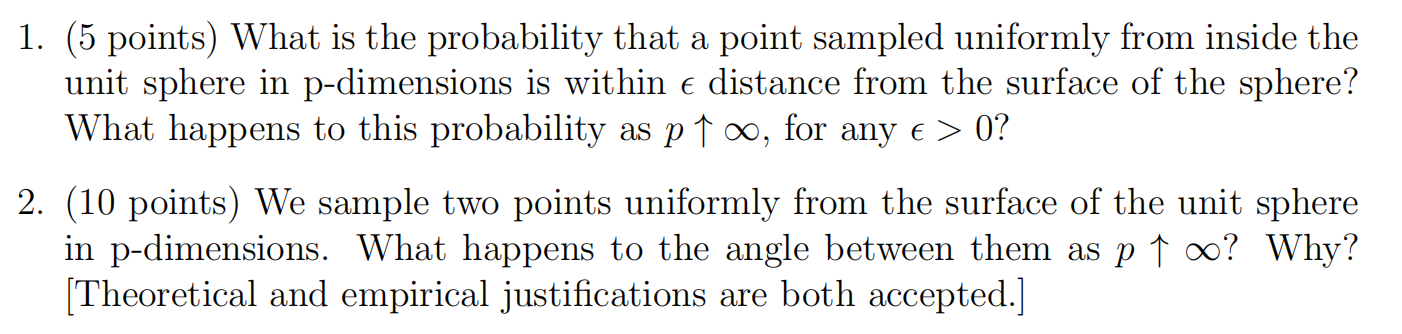 Solved 1. (5 points) What is the probability that a point | Chegg.com