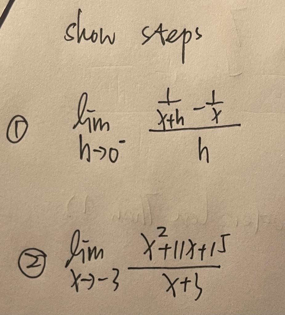 Solved show steps lim ho 4th - 5 0 Xth X h گے 2 lim X | Chegg.com