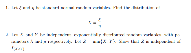 Solved 1. Let & and n be standard normal random variables. | Chegg.com