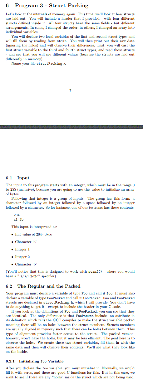 Solved 6 Program 3 Struct Packing Lets Look At The