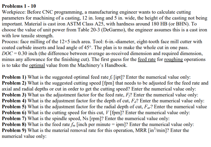 Solved Problems 1 -10 Workpiece: Before CNC programming, a | Chegg.com