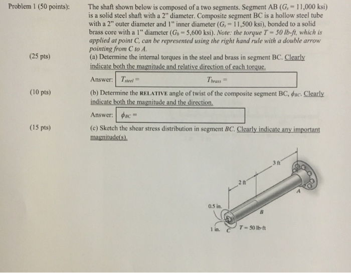 Solved Problem 1 (50 points): The shaft shown below is | Chegg.com