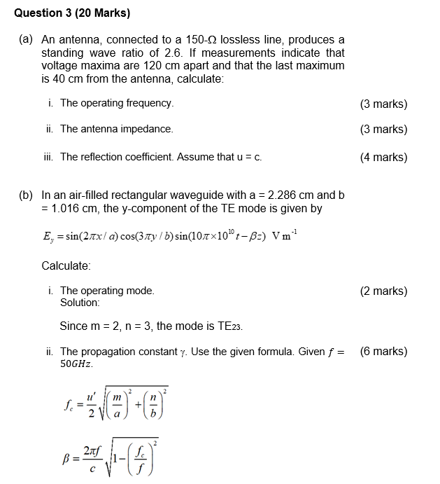 Solved Question 3 (20 ﻿Marks)(a) An ﻿antenna, connected | Chegg.com