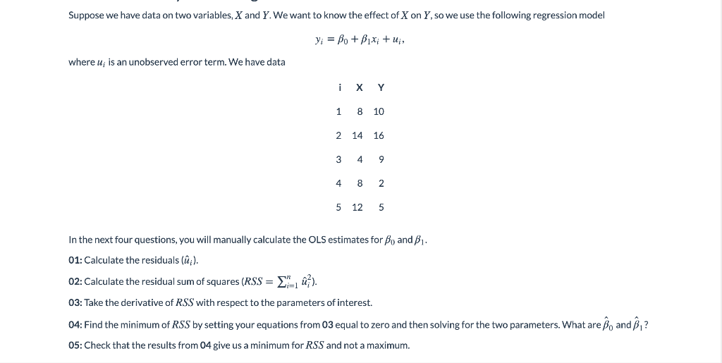 Solved Suppose we have data on two variables, X and Y. We | Chegg.com