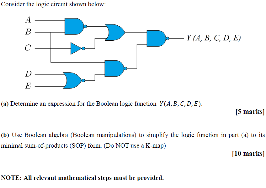 Solved Consider the logic circuit shown below: A B - Y (A, | Chegg.com