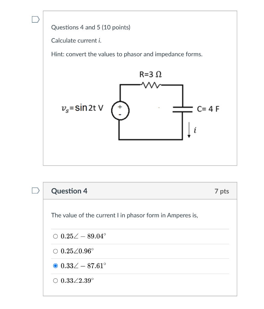 Solved Questions 4 and 5 (10 points) Calculate current i. | Chegg.com