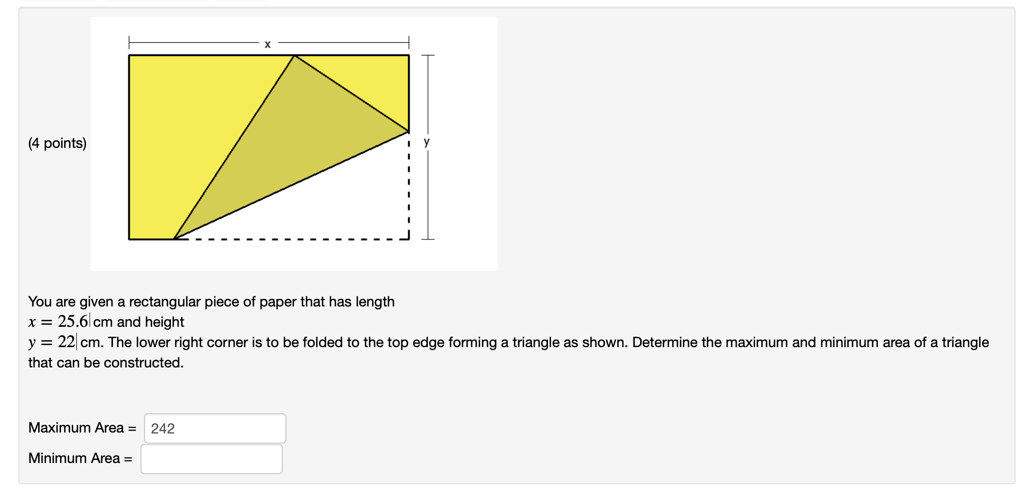 Solved Can you solve "minimum area"? P.S: 185.649 is not the | Chegg.com