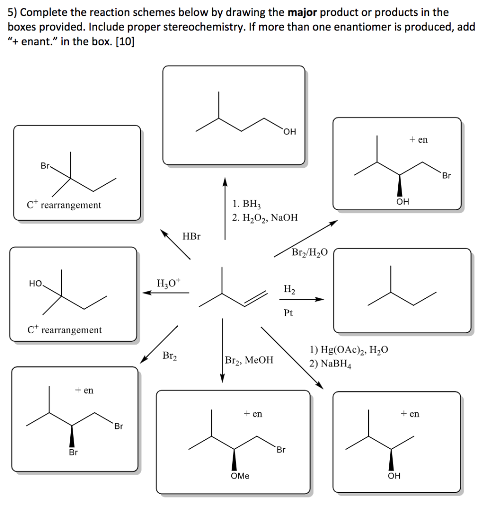 Solved 5) Complete the reaction schemes below by drawing the | Chegg.com
