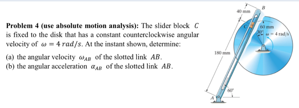 Solved 40 mm Problem 4 (use absolute motion analysis): The | Chegg.com