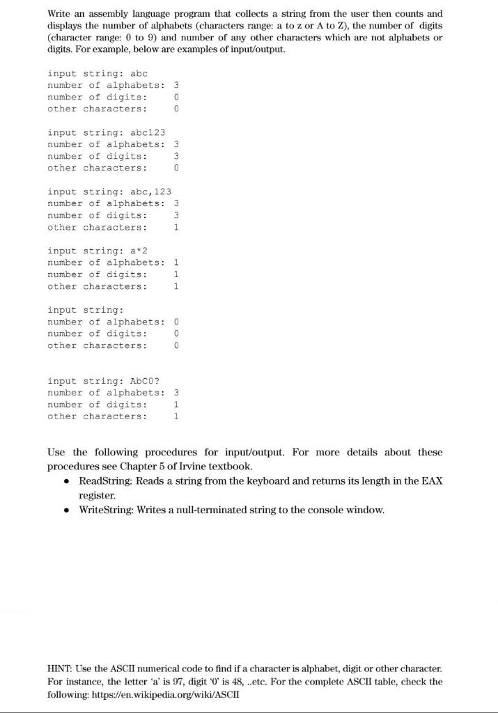 Solved Write an assembly language program that collects a | Chegg.com