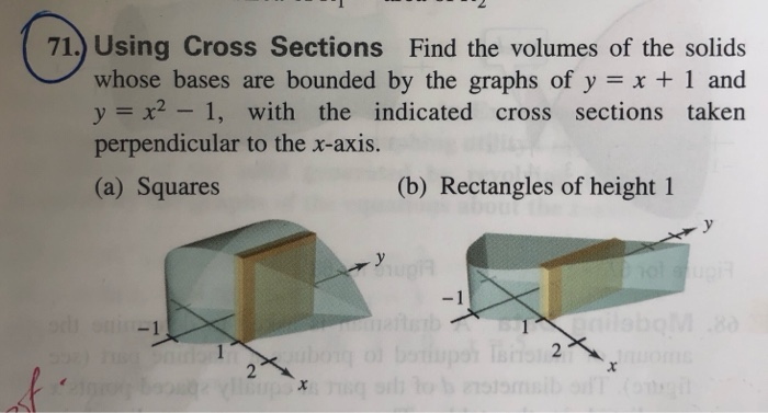 Solved 71.) Using Cross Sections Find the volumes of the | Chegg.com
