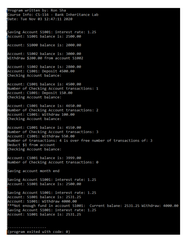 Solved o O o 1. Define a class BankAccount which contains | Chegg.com