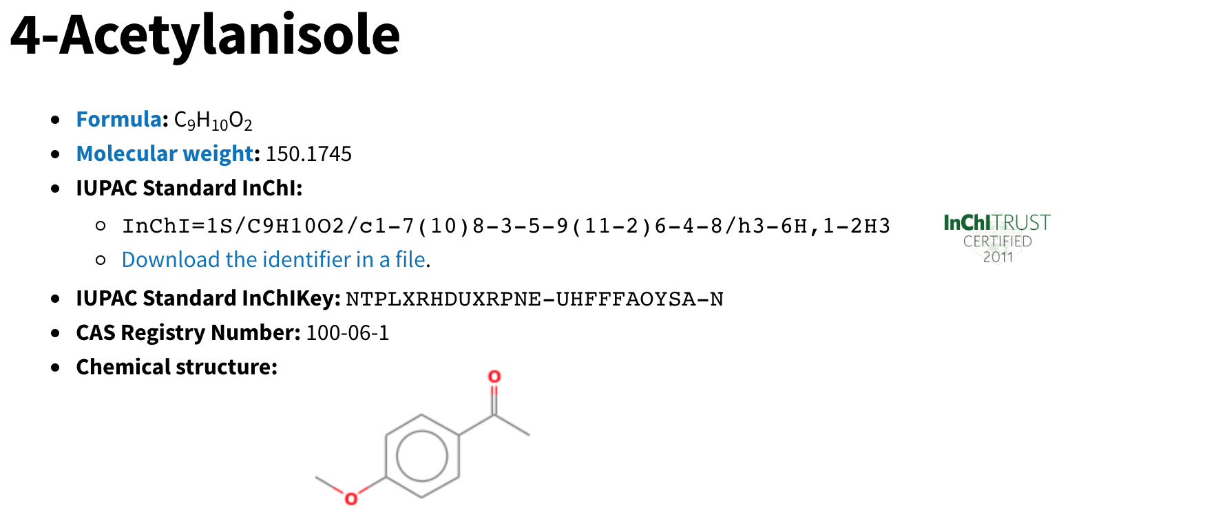 4-Acetylanisole • Formula: CgH1002 • Molecular | Chegg.com