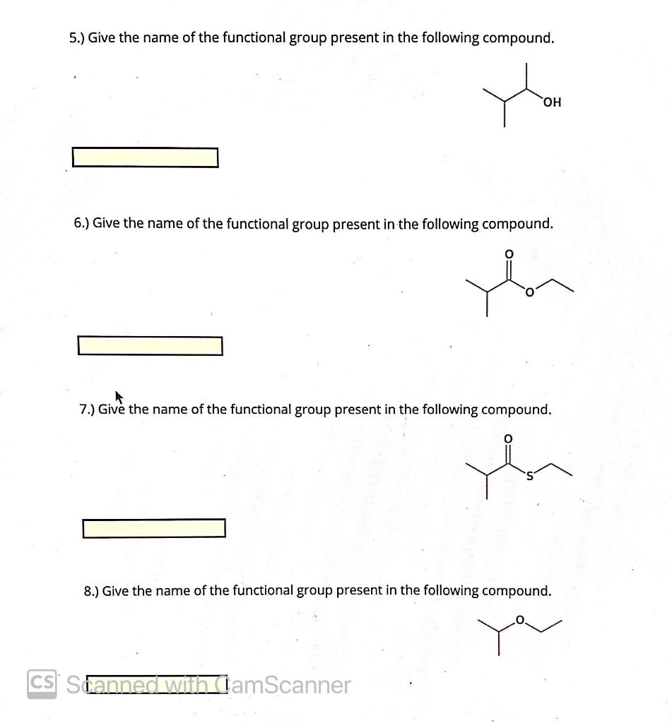 Solved 1.) Give the name of the functional group present in | Chegg.com