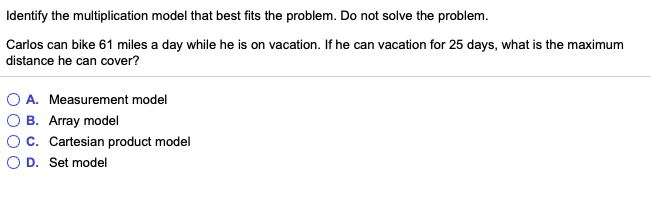 Solved ldentify the multiplication model that best fits the | Chegg.com