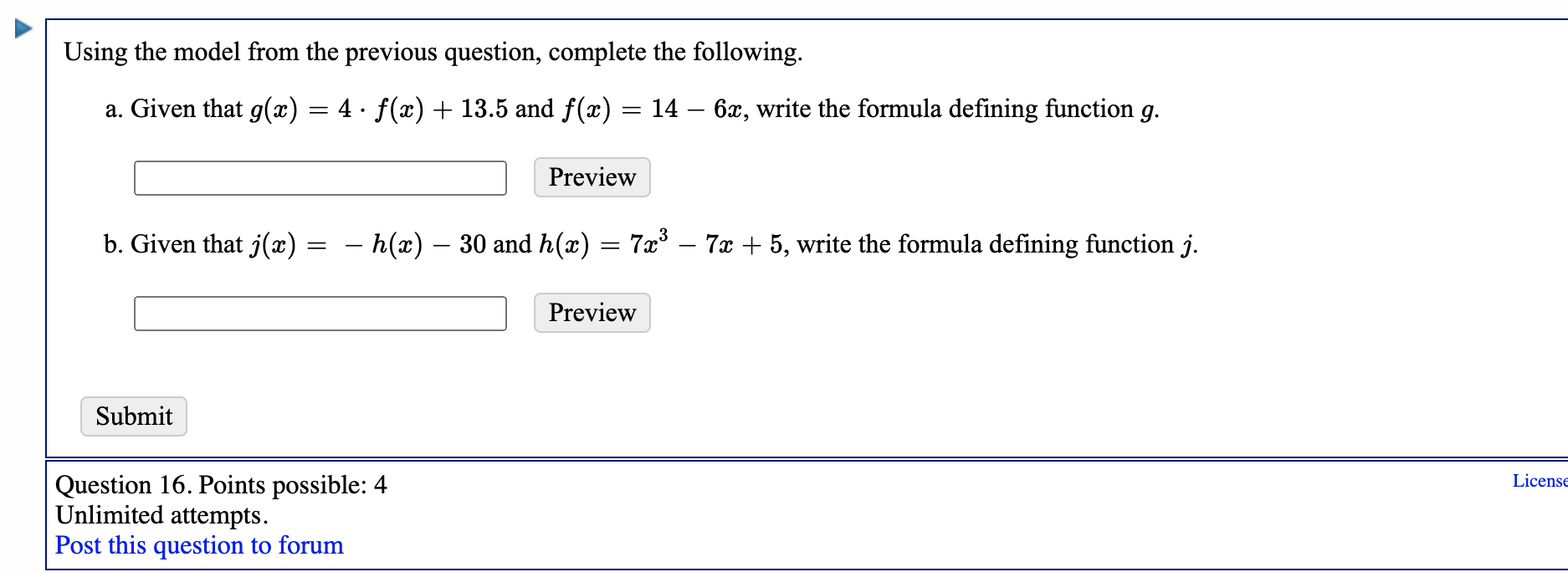 Solved Using the model from the previous question, complete | Chegg.com