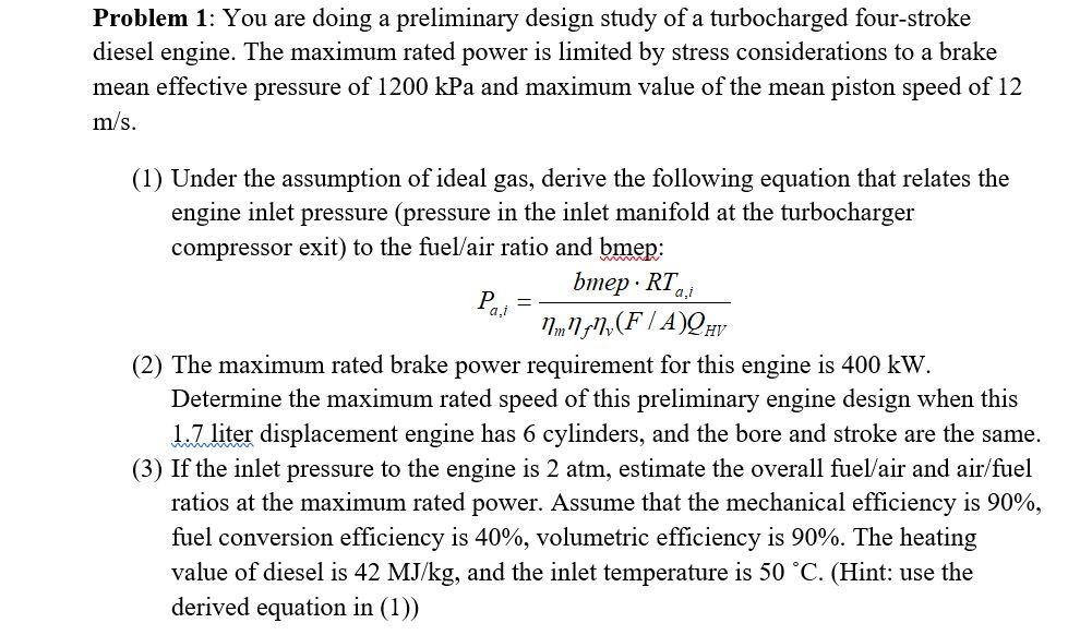 Solved Problem 1: You are doing a preliminary design study | Chegg.com
