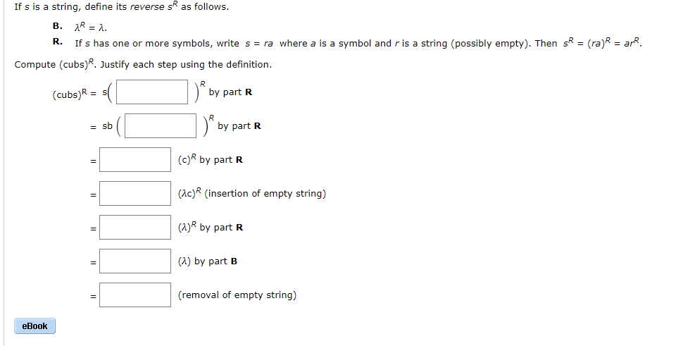 Solved If s is a string, define its reverse s as follows If | Chegg.com