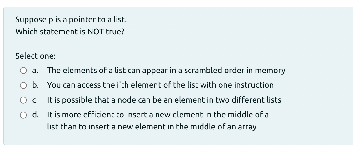 Solved Suppose p is a pointer to a list. Which statement is | Chegg.com
