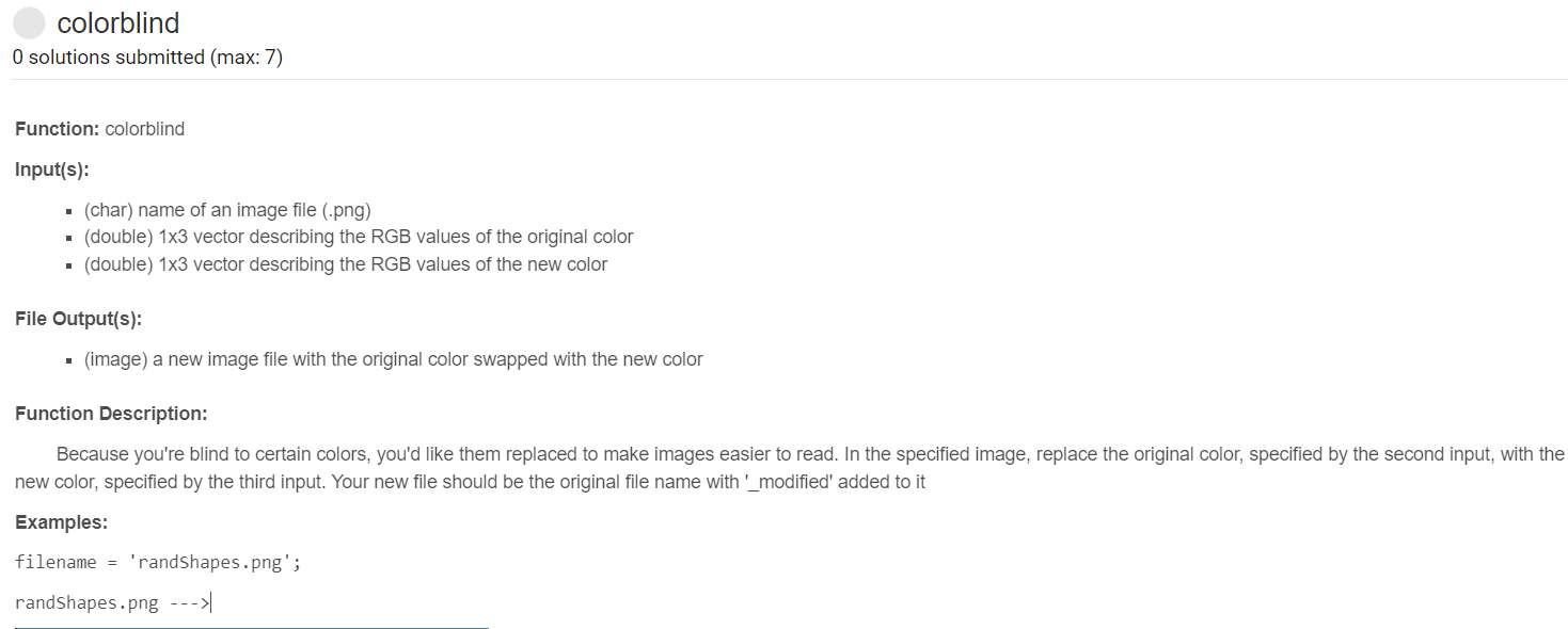 Solved 0 solutions submitted (max: 7) Function: colorblind | Chegg.com