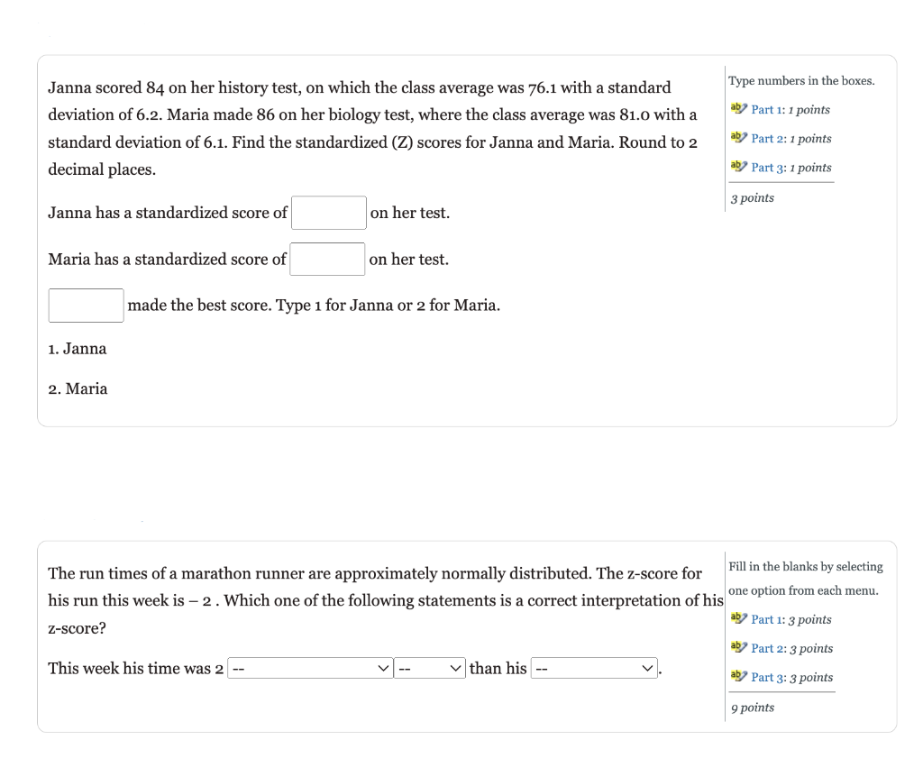 Solved \begin{tabular}{l|l|l} Janna scored 84 on her history | Chegg.com