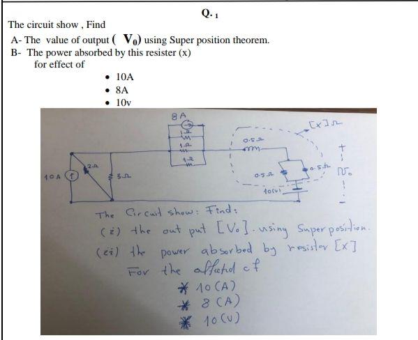 Solved Q. The circuit show, Find A- The value of output (V) | Chegg.com