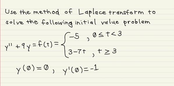 Solved Use the method of Laplace transform to solve the | Chegg.com