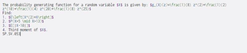 The probability generating function for a random | Chegg.com