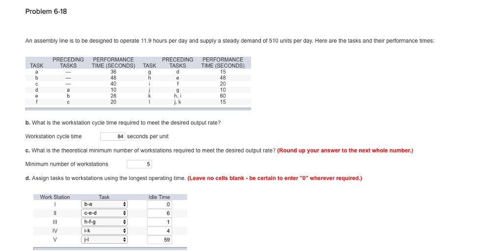 Solved Problem 6-18 An assembly line is to be designed to | Chegg.com
