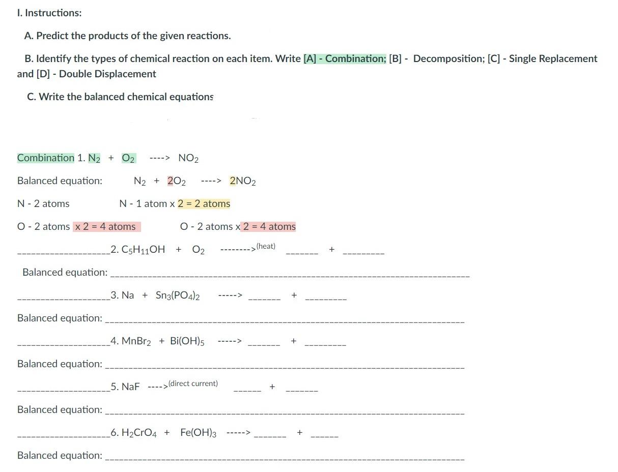 Solved 1. Instructions: A. Predict the products of the given | Chegg.com