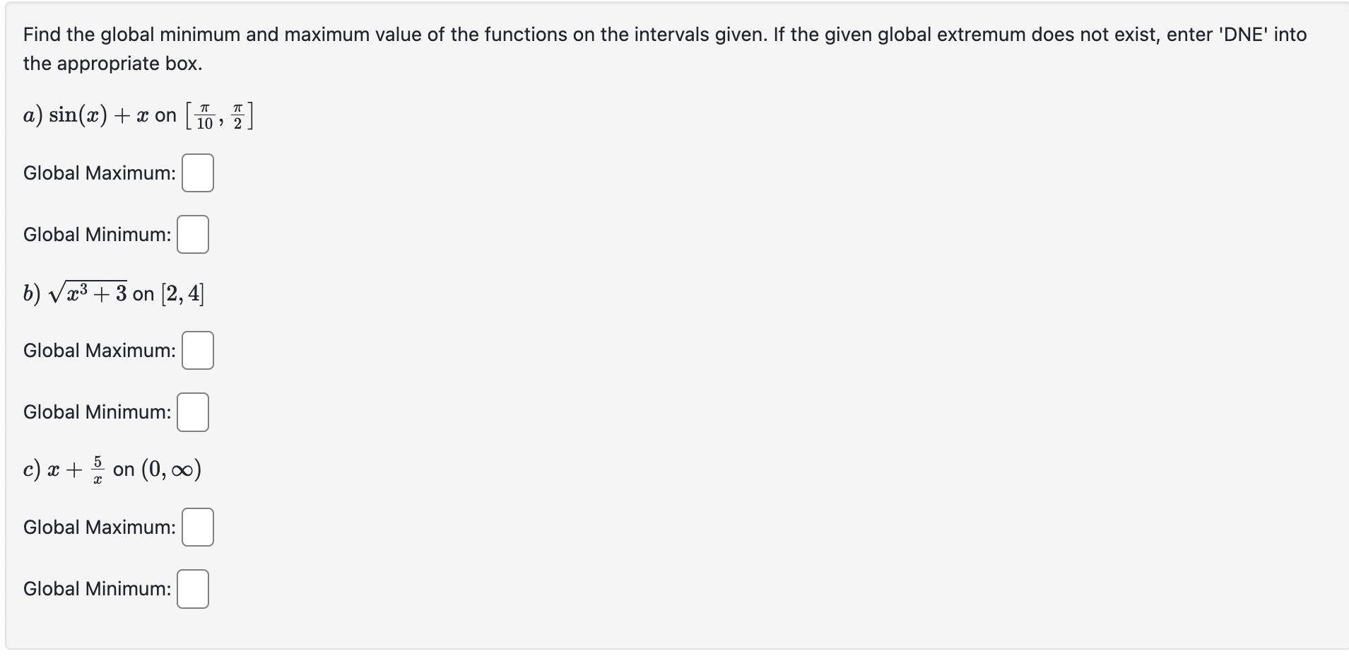 Solved Find the global minimum and maximum value of the | Chegg.com
