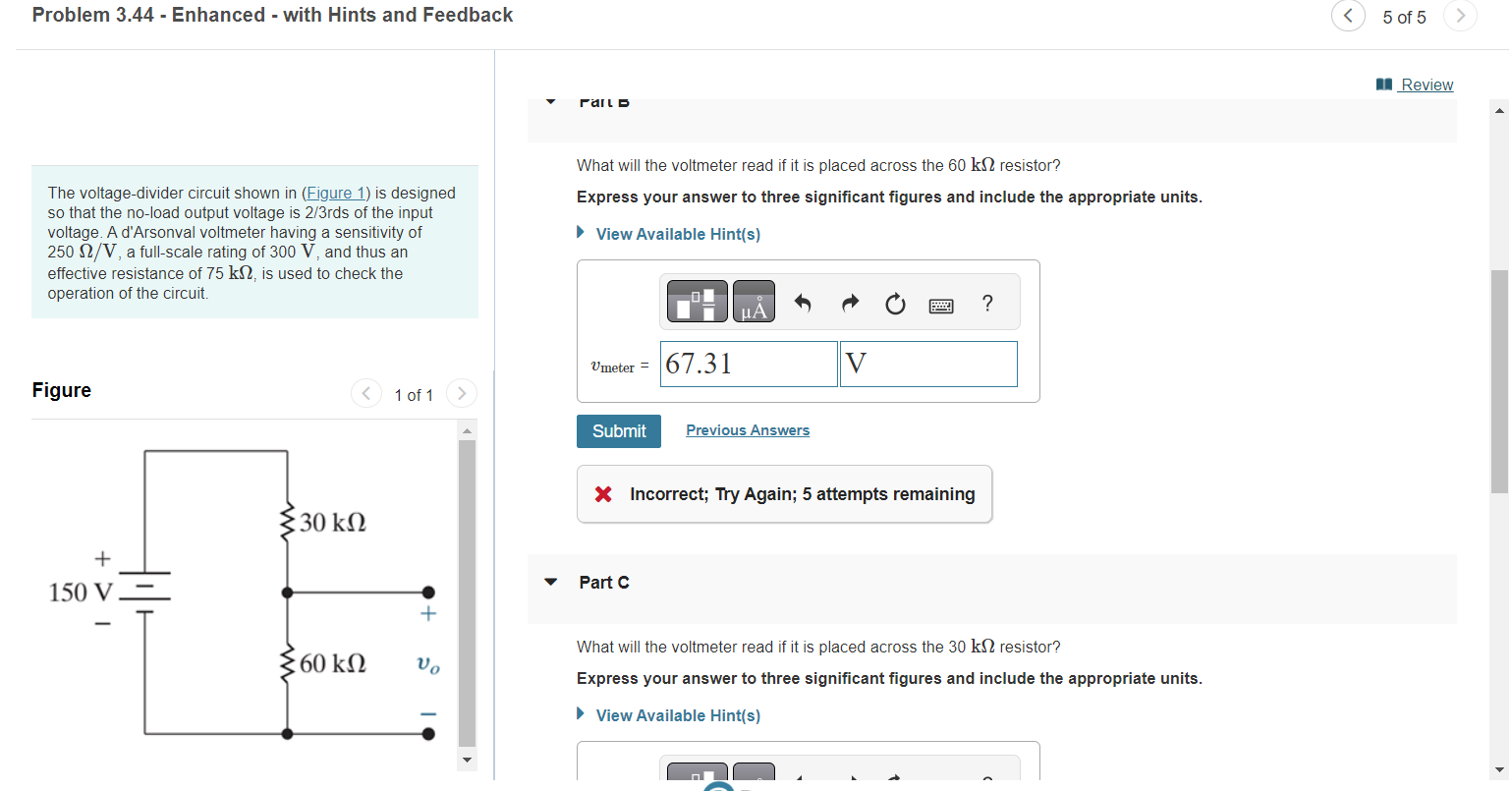 Solved Problem 3.44 - Enhanced - with Hints and Feedback | Chegg.com