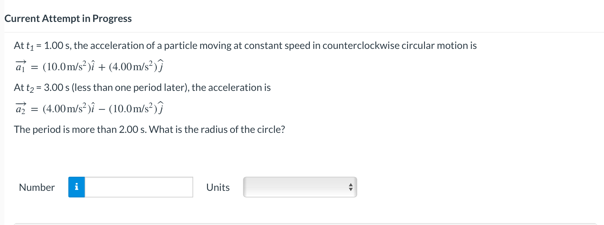 Solved Current Attempt in ProgressAt t1=1.00s, ﻿the | Chegg.com
