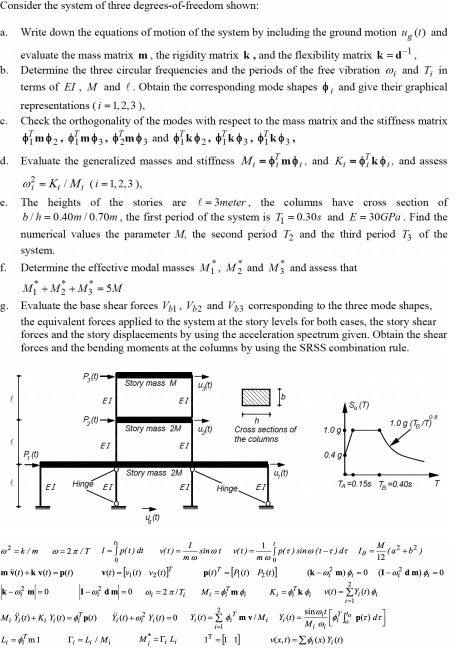 Consider the system of three degrees-of-freedom | Chegg.com