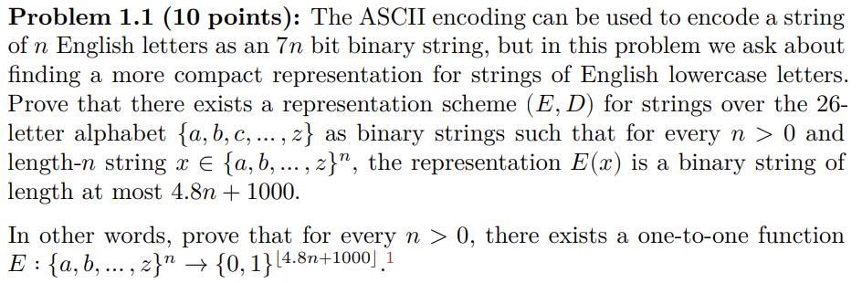 Solved Problem 1.1 (10 points): The ASCII encoding can be | Chegg.com