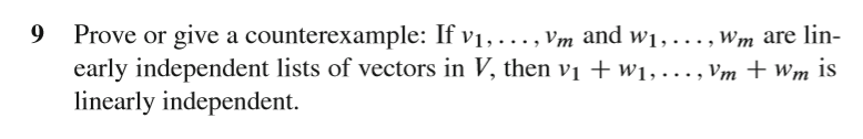 Solved 9 Prove or give a counterexample: If vi, ..., Vm and | Chegg.com