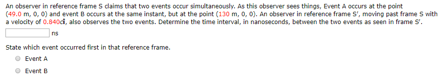 Solved An observer in reference frame S claims that two | Chegg.com