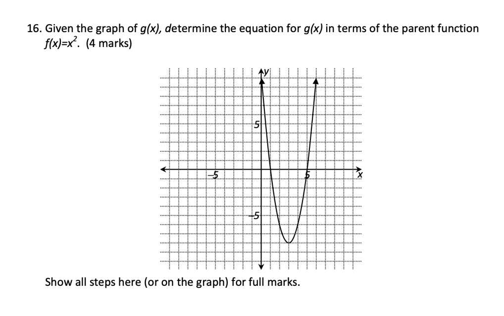 [Solved]: 16. Given the graph of ( g(x) ), determine the