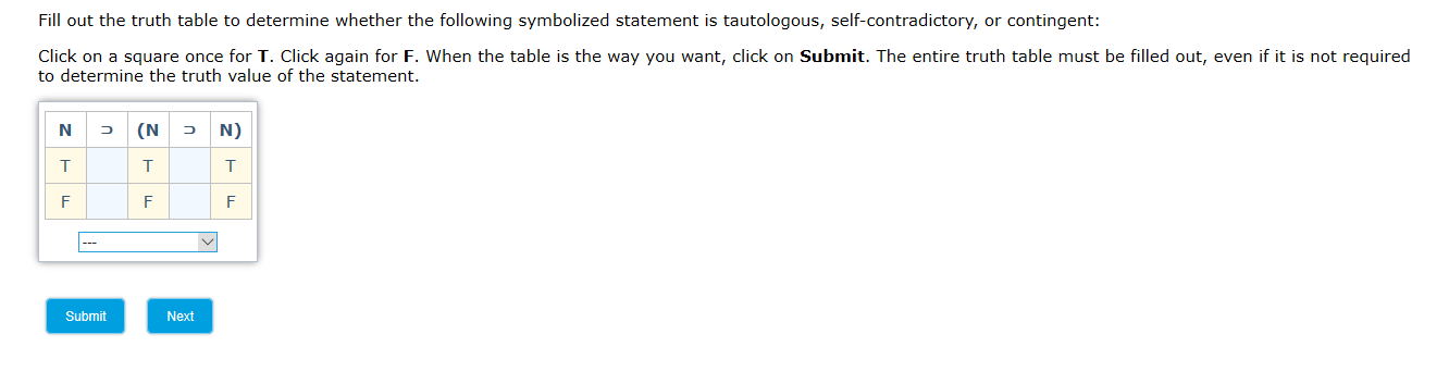 Solved Fill Out The Truth Table To Determine Whether The