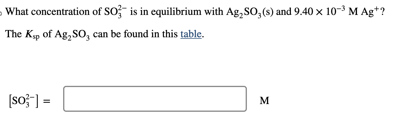 Solved What concentration of SO32− is in equilibrium with | Chegg.com