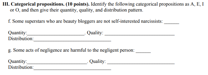 Solved III. Categorical propositions. (10 points). Identify | Chegg.com