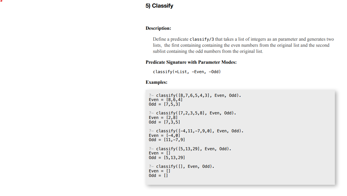 Solved 5) Classify Description: Define a predicate | Chegg.com Solved 5) Classify Description: Define a predicate | Chegg.com