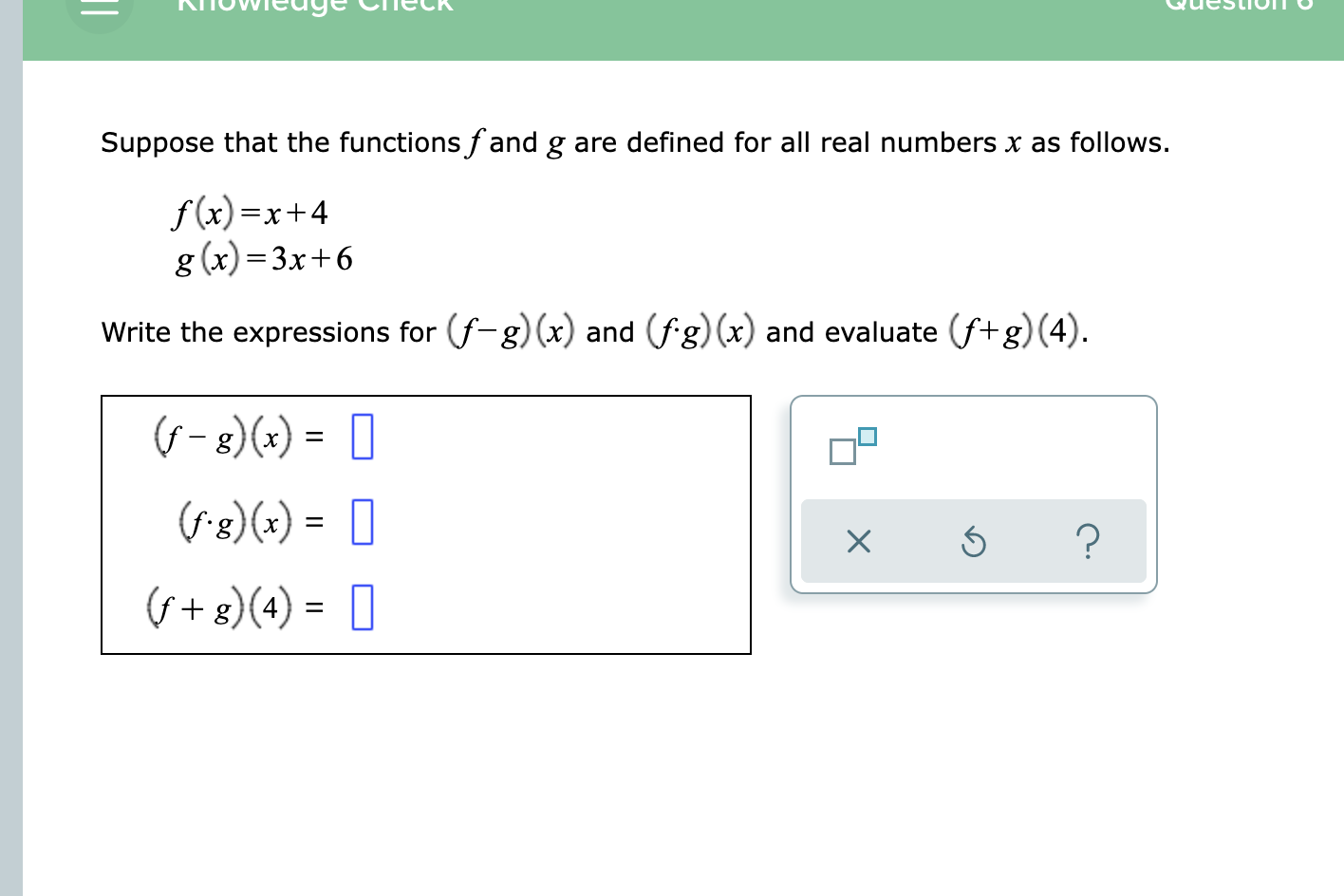 Solved Suppose that the functions f and g are defined for | Chegg.com