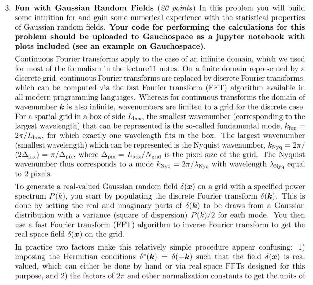 Solved 3. Fun with Gaussian Random Fields (20 points) In | Chegg.com