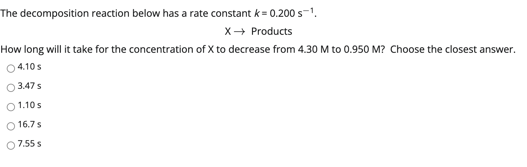 Solved = The decomposition reaction below has a rate | Chegg.com