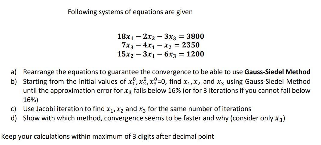 Following systems of equations are given | Chegg.com